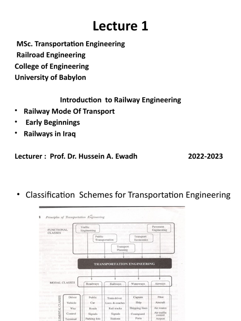 Lec1 Introduction To Railway Engineering 20 | PDF | Transport | Land Transport