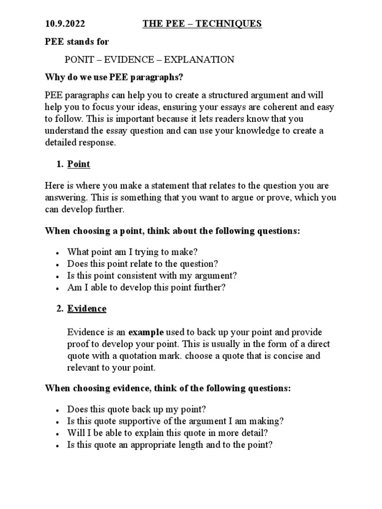Mastering the PEE Writing Technique | PDF | Essays | Argument