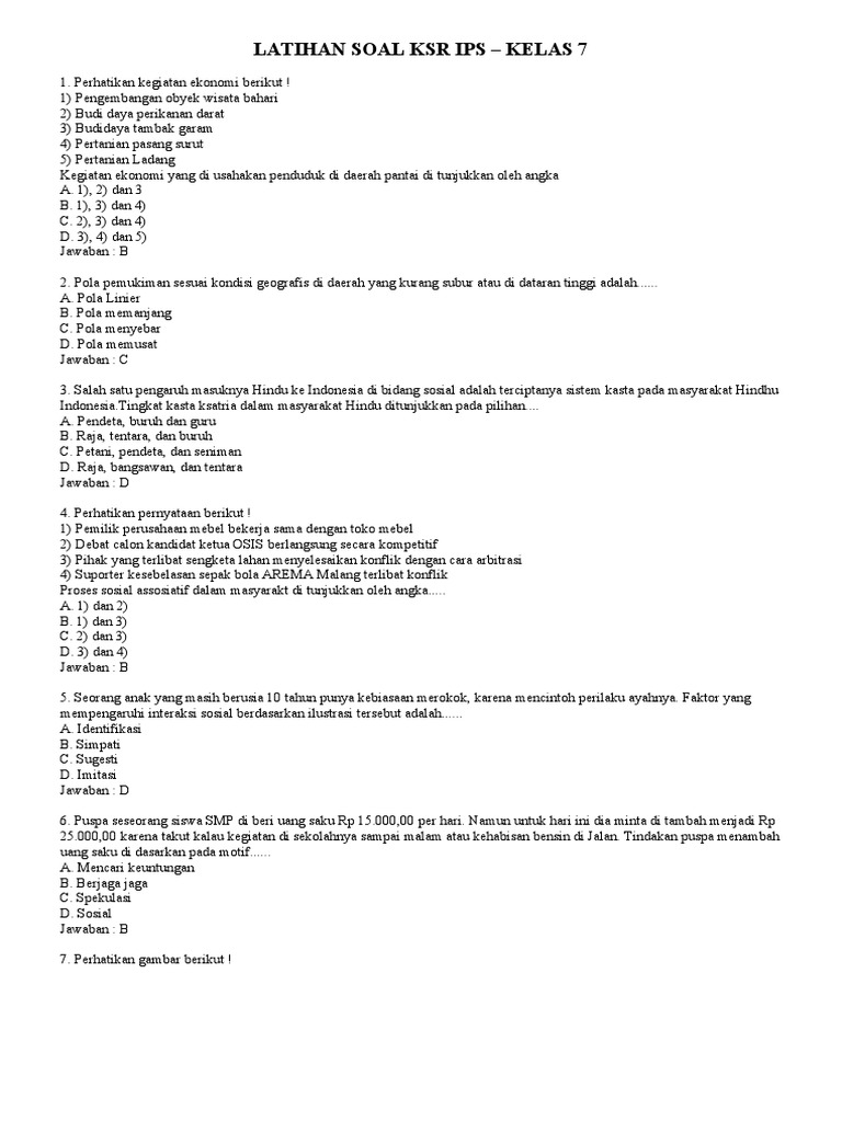 Latihan Soal KSR Ips | PDF