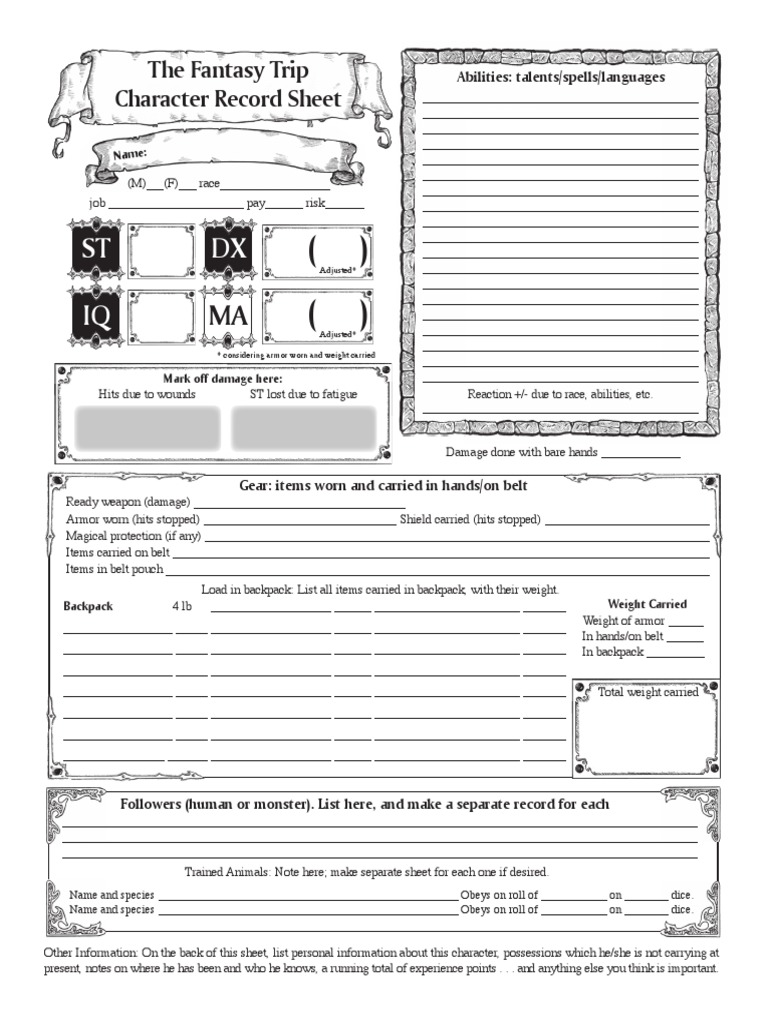 TFT Character Sheet | PDF | Gaming | Role Playing Games