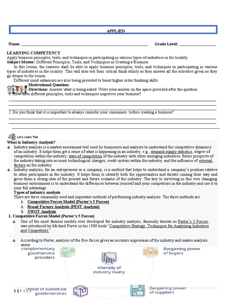 Different Principles Tools and Techniques in Creating A Business | PDF | Swot Analysis | Economies