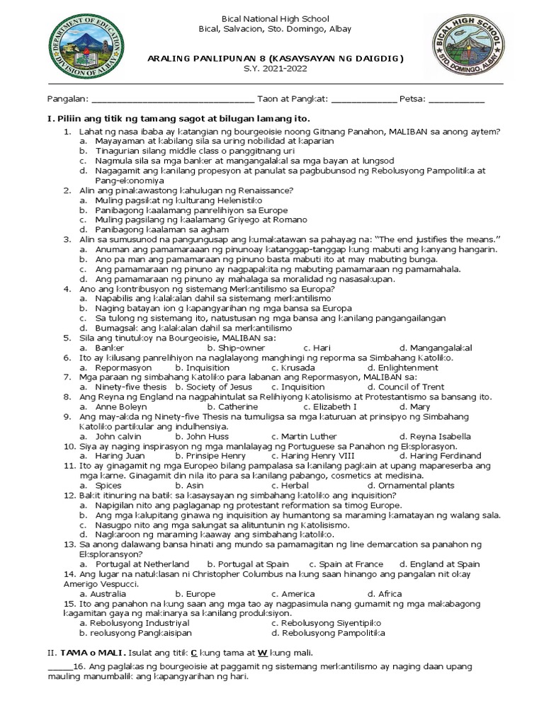 AP8 Pagsusulit | PDF