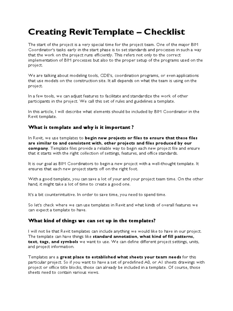 Revit Template - Checklist | PDF | Autodesk Revit | Building ...