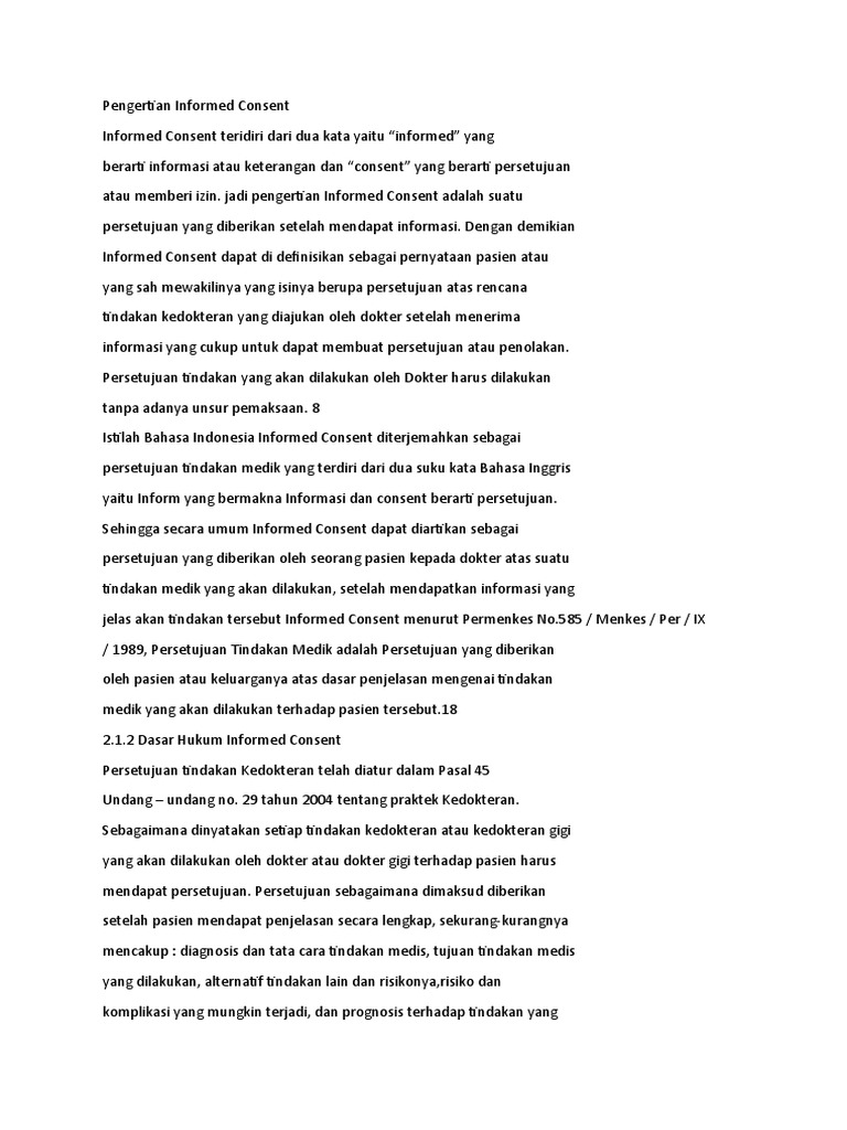 Informed Consent: Definisi dan Hukum | PDF | Hukum