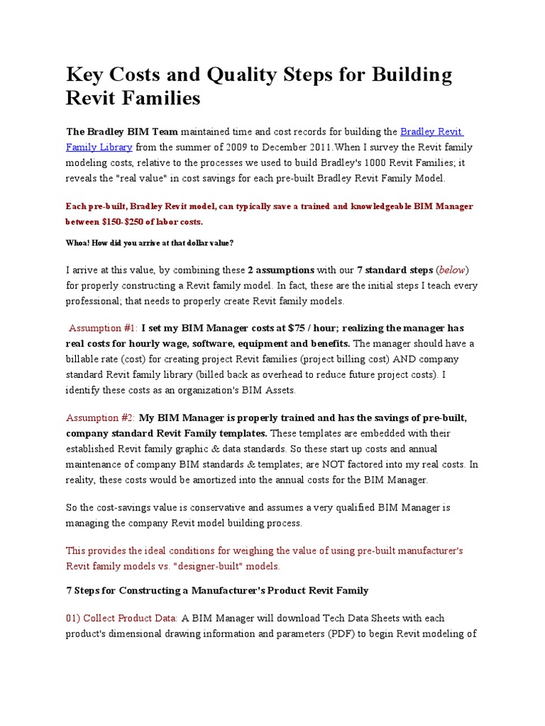 Key Costs and Quality Steps For Building Revit Families | PDF ...