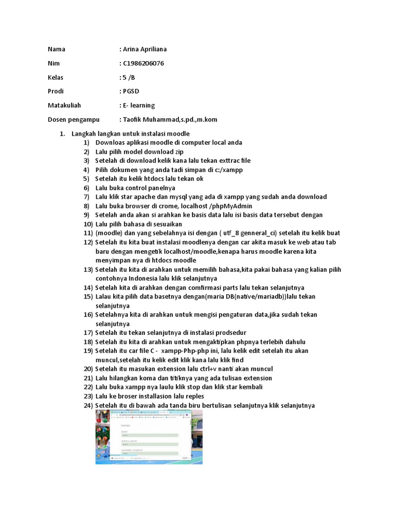 Tugas E-Learning, Xampp Dan Moodle - Arina Apriliana | PDF | Bisnis