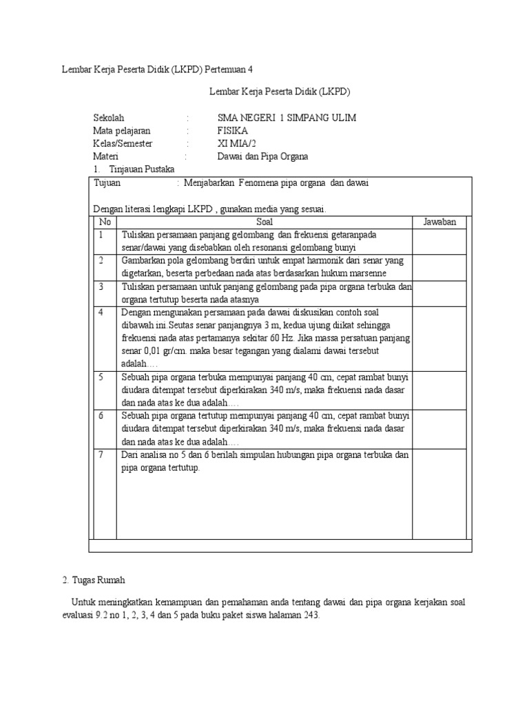 LKPD Gelombaang Bunyi | PDF | Seni