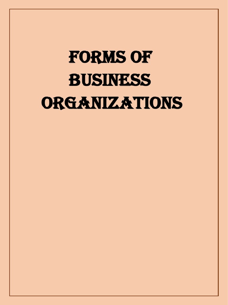 Business Organization Types Explained | PDF | Partnership | Sole ...