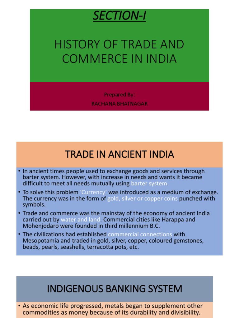 History of Commerce in India | PDF | Money | Trade