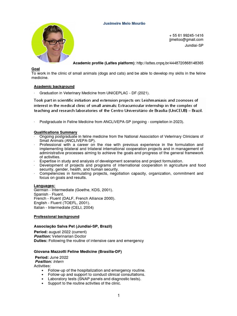 ENG - CV - Jusimeire Mourão - GN | PDF | Mozambique | Medicine