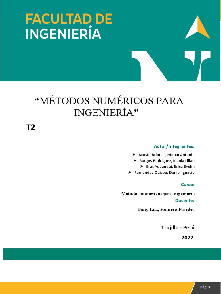 T2 - Método - Numérico - Ing - Burgos Rodriguez Idania | PDF ...