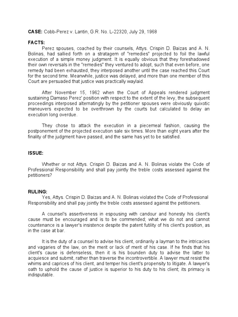 Cobb-Perez v. Lantin CASE DIGEST | PDF
