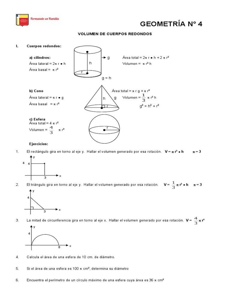 Volumen de Cuerpos Redondos: Ejercicios | PDF | Esfera | Geometria clasica