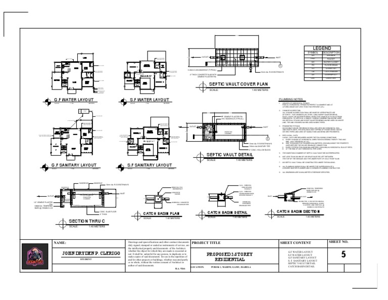 Septic Vault Cover Plan: Legend | PDF | Plumbing | Pipe (Fluid Conveyance)