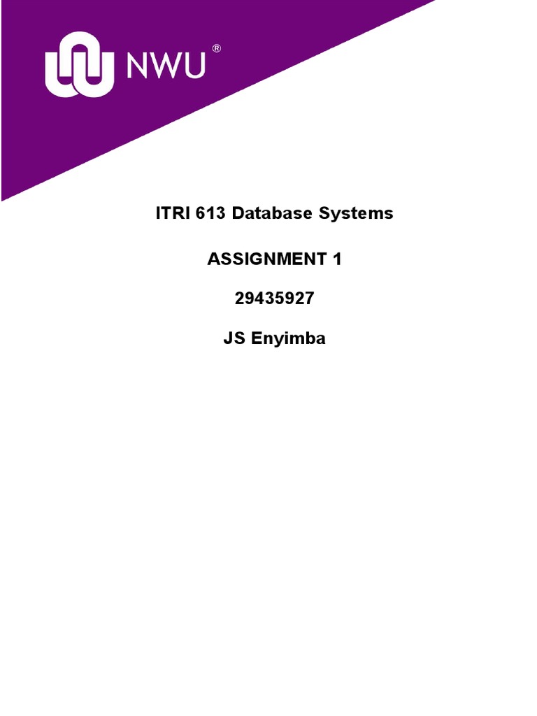 Itri 613 Database Systems Assignment 1 29435927 | PDF | Databases | Information