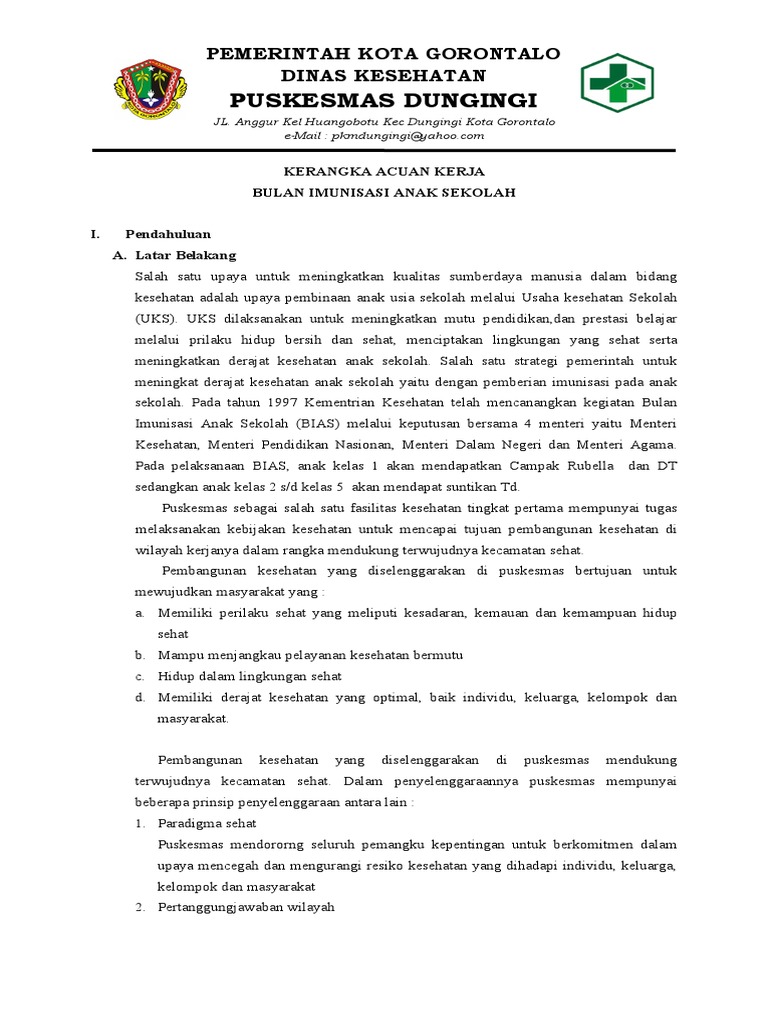 KAK Bulan Imunisasi Anak Sekolah | PDF | Pengembangan Diri | Kesehatan Holistik