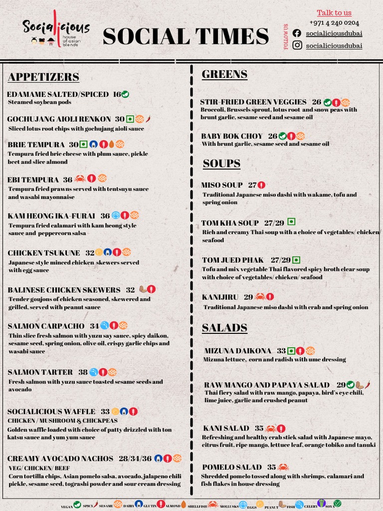 Socialicious Menu | PDF | Thai Cuisine | Curry