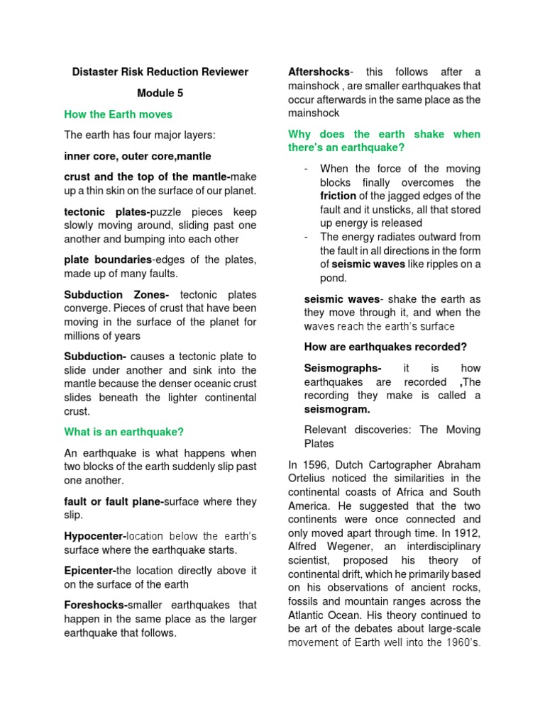 Earthquake Reviewer | PDF | Earthquakes | Plate Tectonics Earthquake Reviewer | PDF | Earthquakes | Plate Tectonics