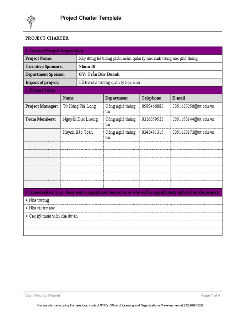 Project Charter Template | PDF
