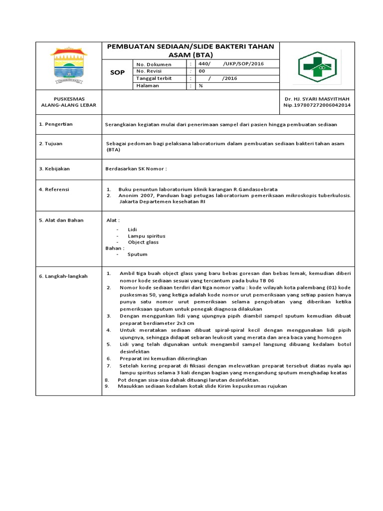 Prosedur Pembuatan Slide BTA | PDF | Sains & Matematika