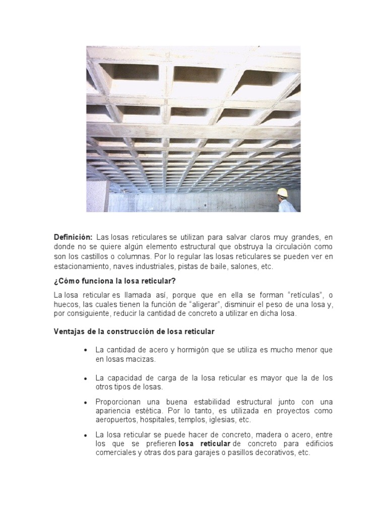 Ventajas y desventajas de las losas reticulares | PDF | Hormigón | Acero