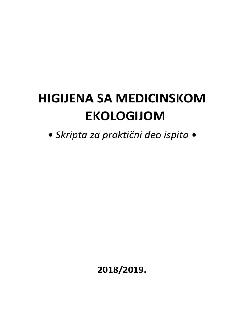 Higijena-Sa-Medicinskom-Ekologijom-Skripta-Za-Praktični 2 | PDF