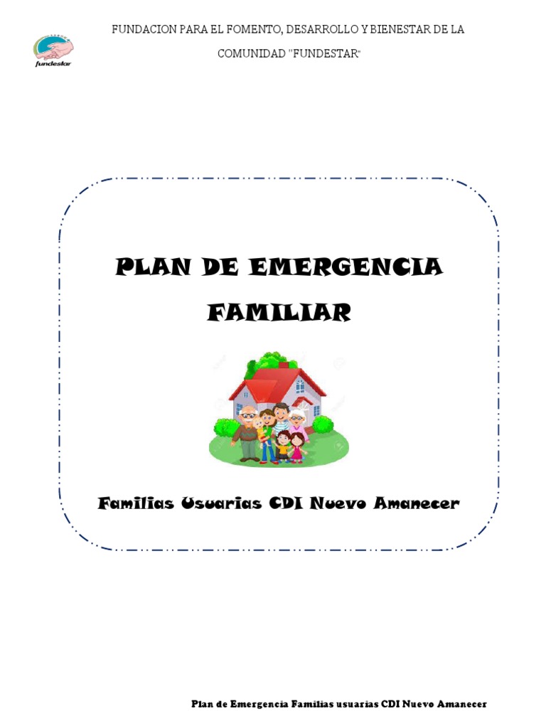 Plan de Emergencias Familiar Cdi Nuevo Amanecer | PDF | Riesgo | Alimentos