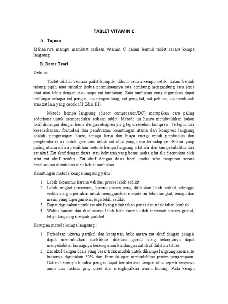 Tablet Vitamin C | PDF