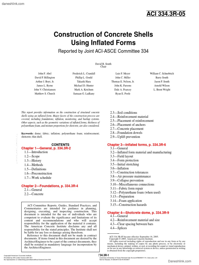 334.3R-05 Construction of Concrete Shells Using Inflated Forms | PDF ...