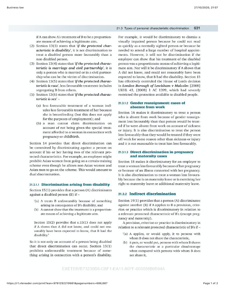 Indirect Discrimination | PDF