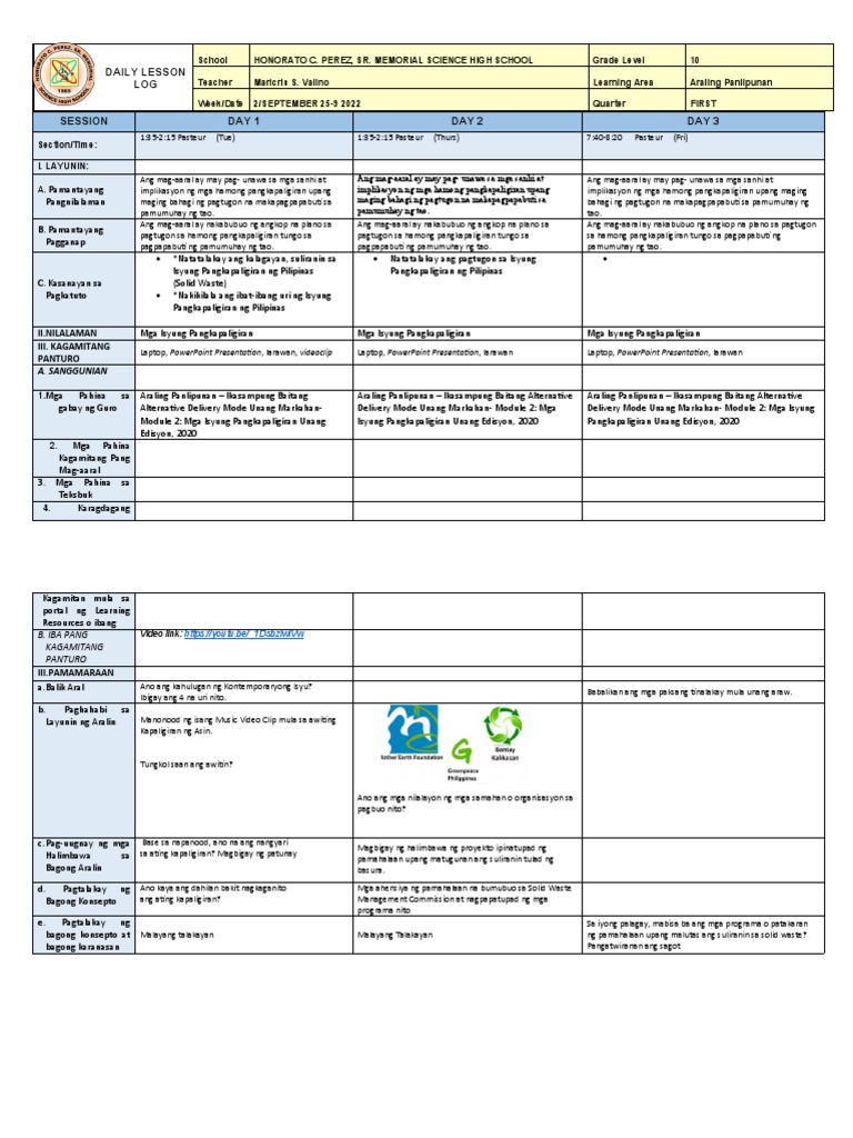 AP10 - DLL - Q1W2 - Suliraning Pangkapaligiran | PDF