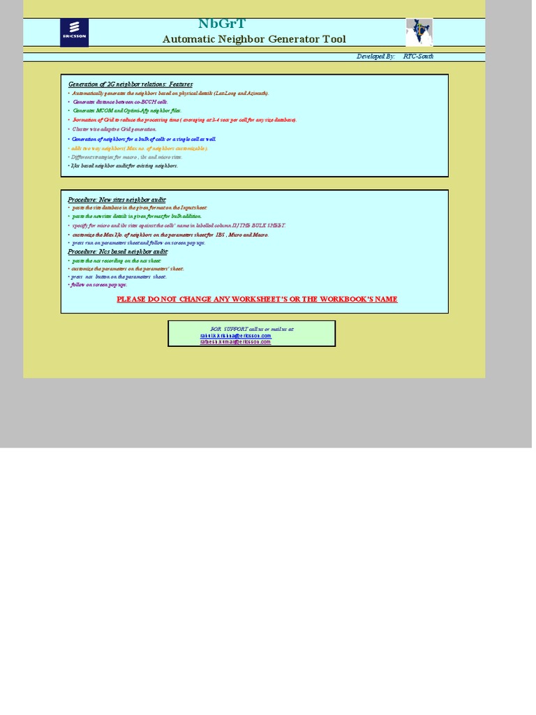 NBGRT: Automatic Neighbor Generator Tool | PDF | Parameter (Computer Programming) | Software