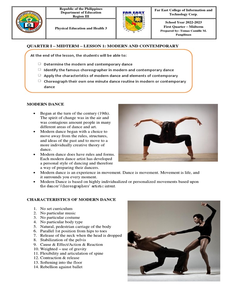 HOPE 3 Hand Outs | PDF | Dances | Performing Arts