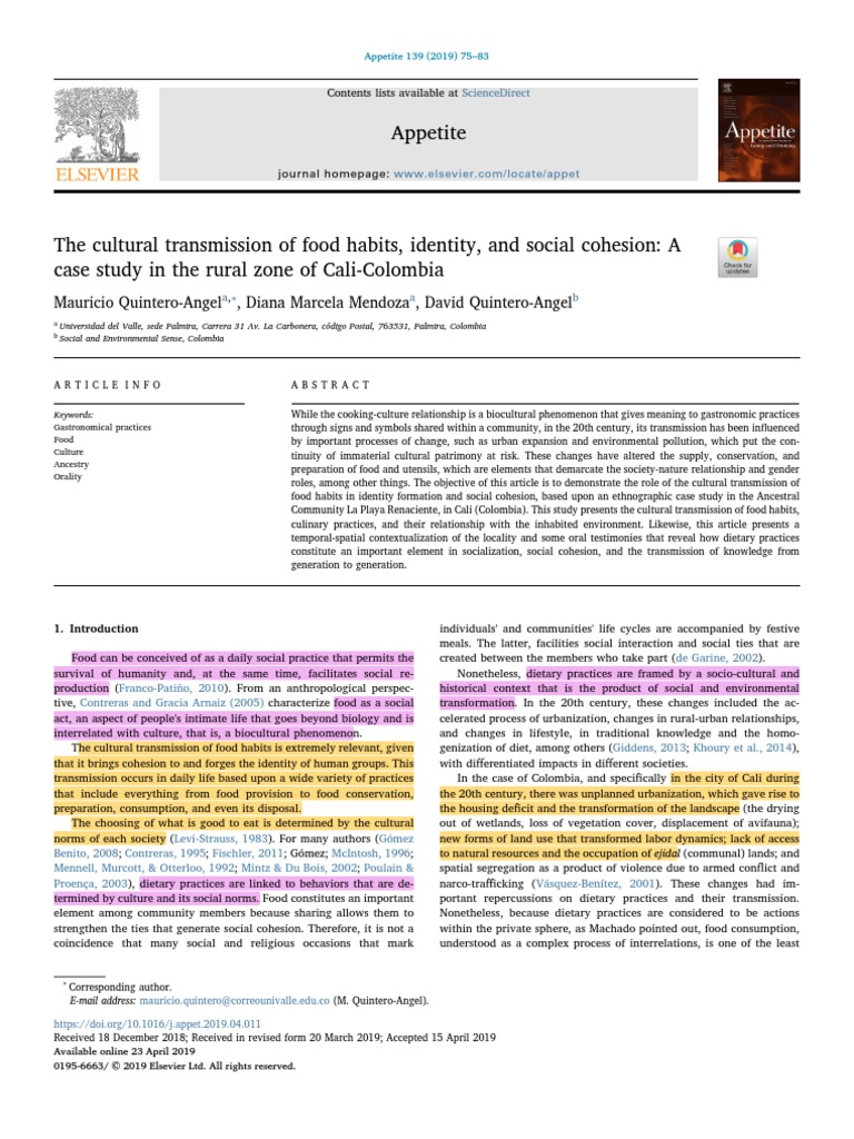 The Cultural Transmission of Food Habits | PDF | Foods | Pork