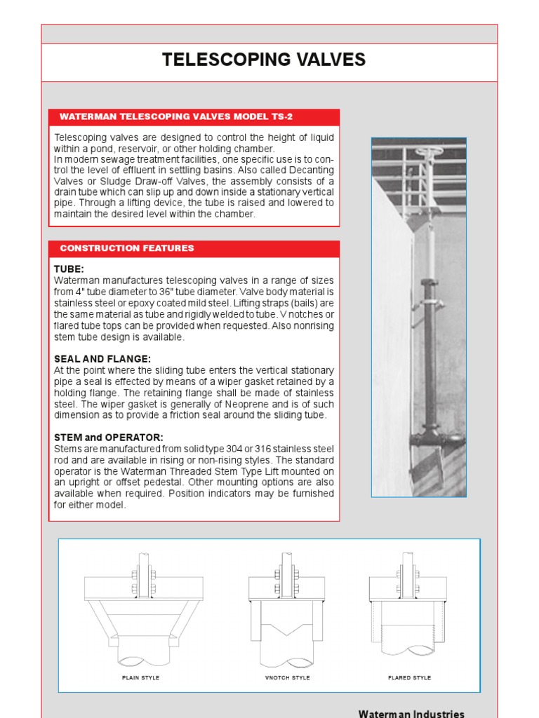 Waterman Telescoping Valves | PDF | Pipe (Fluid Conveyance) | Valve