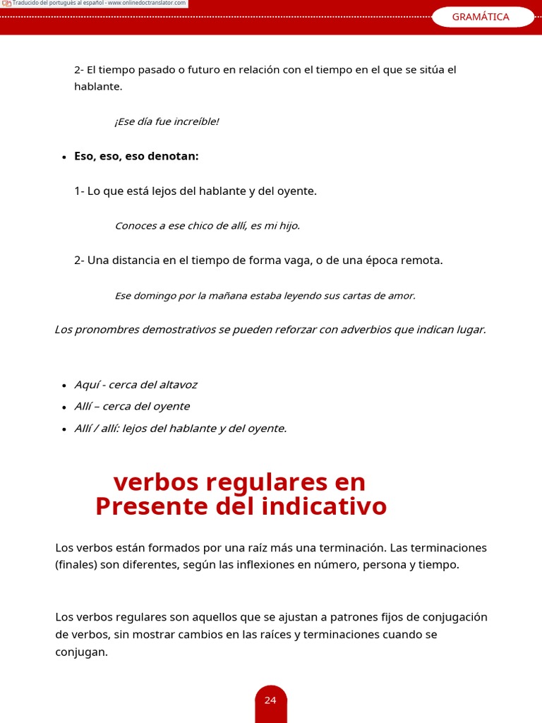 Guía de gramática española sobre verbos regulares e irregulares ...