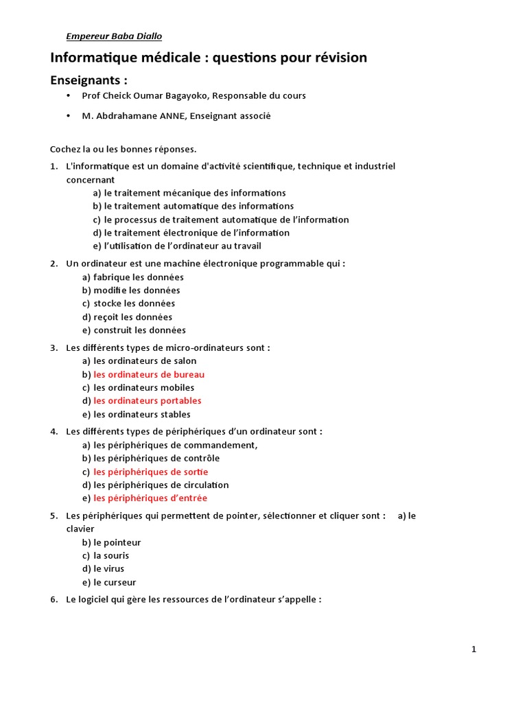 TD Correction Aux Questions-Revisions | PDF
