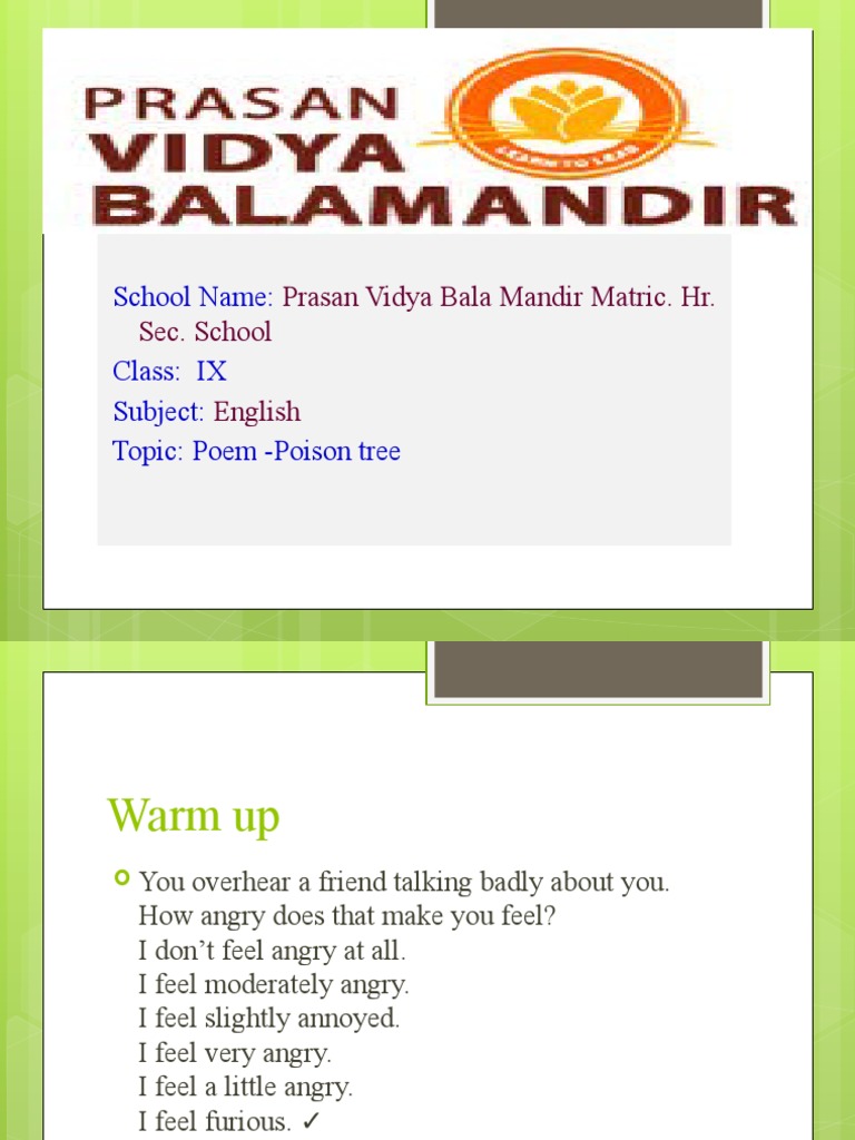 Poison Tree Poem Analysis | PDF Poison Tree Poem Analysis | PDF