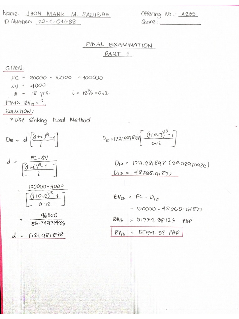 Final Exam Solution | PDF