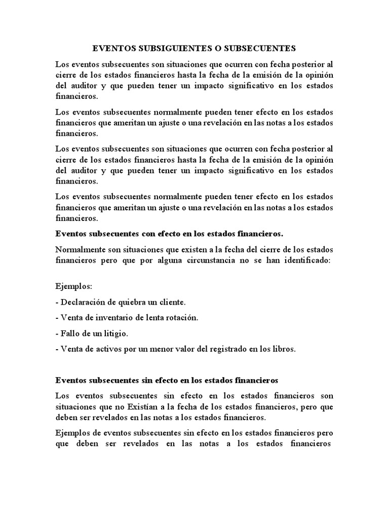 Evento Subsiguiente y Covid-19 | PDF | Auditoría | Preocupación continua