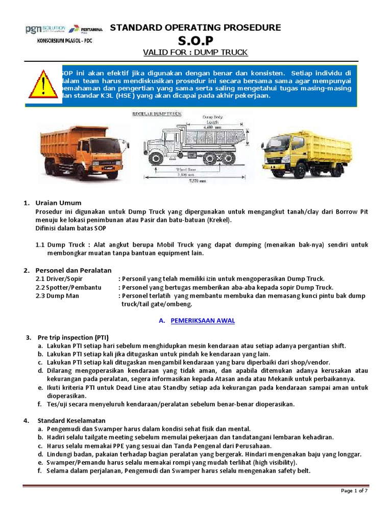 Sop Dump Truck | PDF