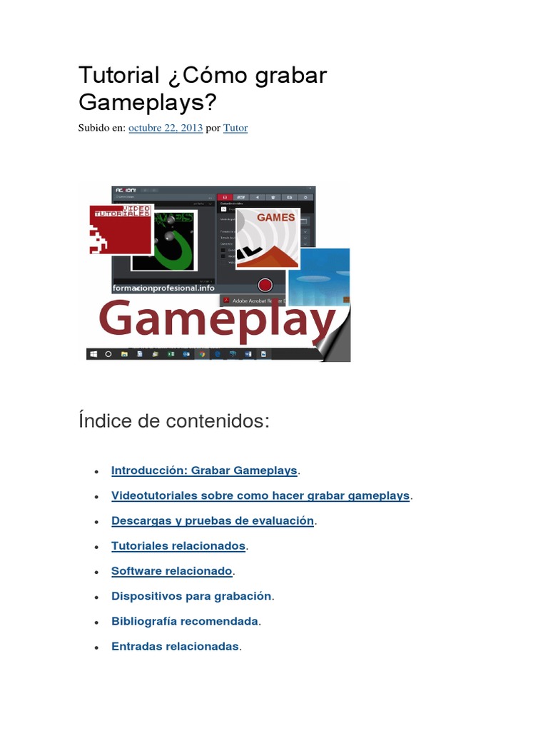 Tutorial Grabar Gameplays | PDF | Youtube | Software de la aplicacion