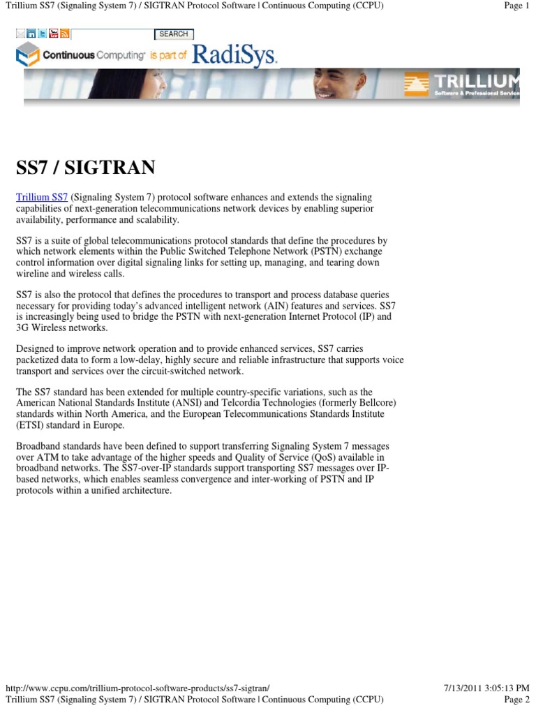 Trillium Sigtran | Download Free PDF | Computer Network | Communications Protocols