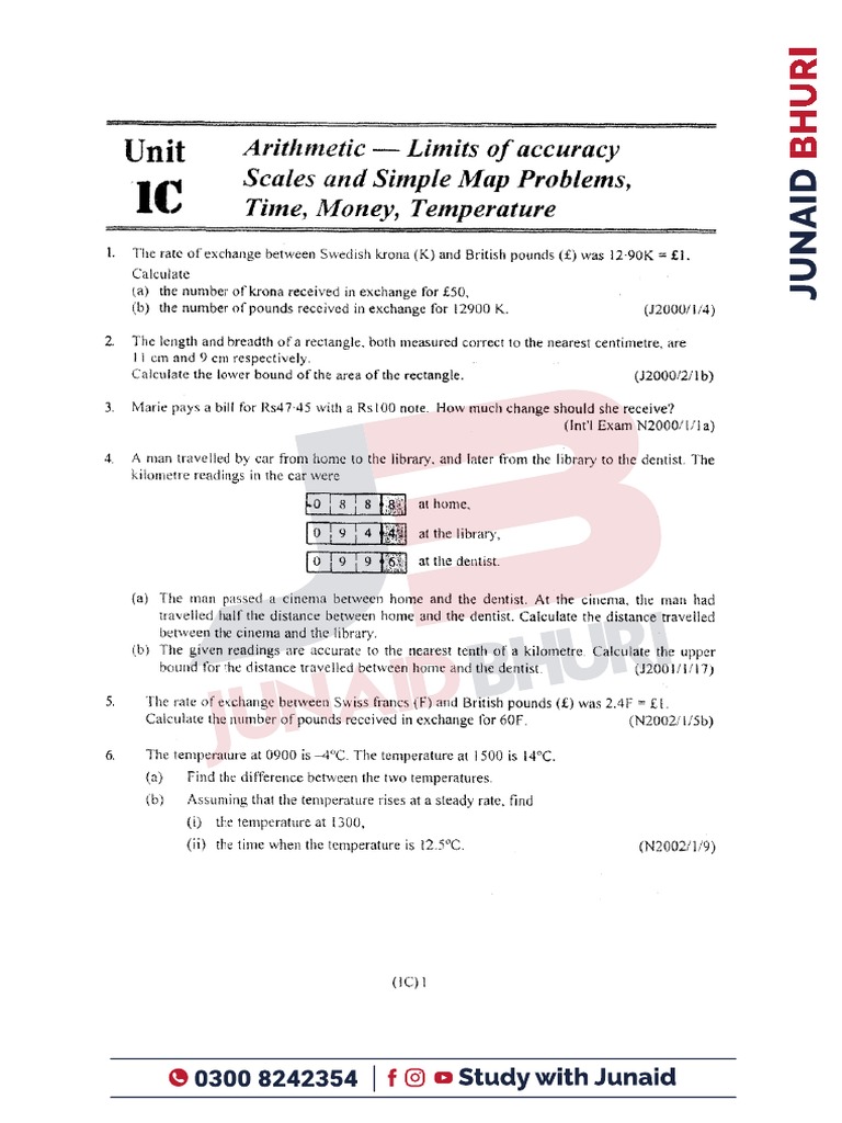 1C Limits of Accuracy, Scale and Map, Time, Mony ...