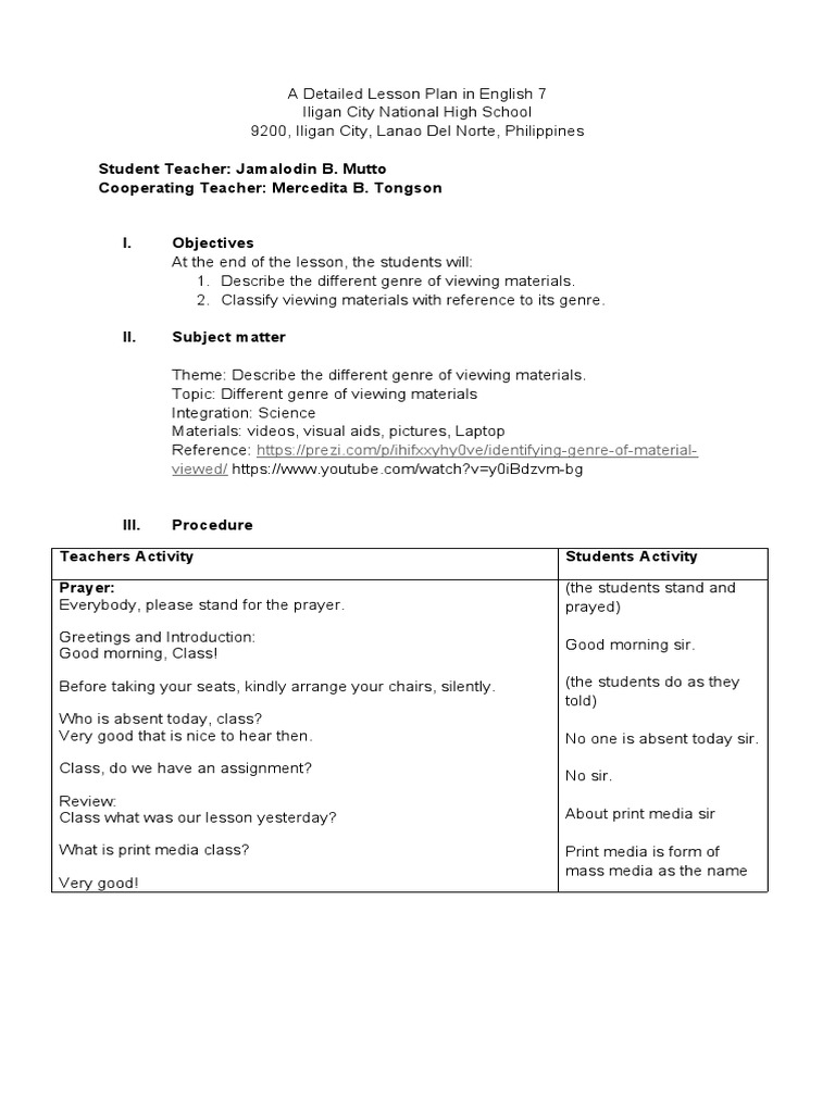 A Detailed Lesson 2 Plan in English 8 | PDF | Mass Media | Lesson Plan