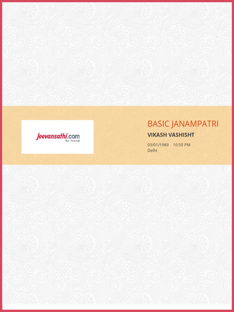 Basic Janam Patri | PDF | Planets In Astrology | Divination