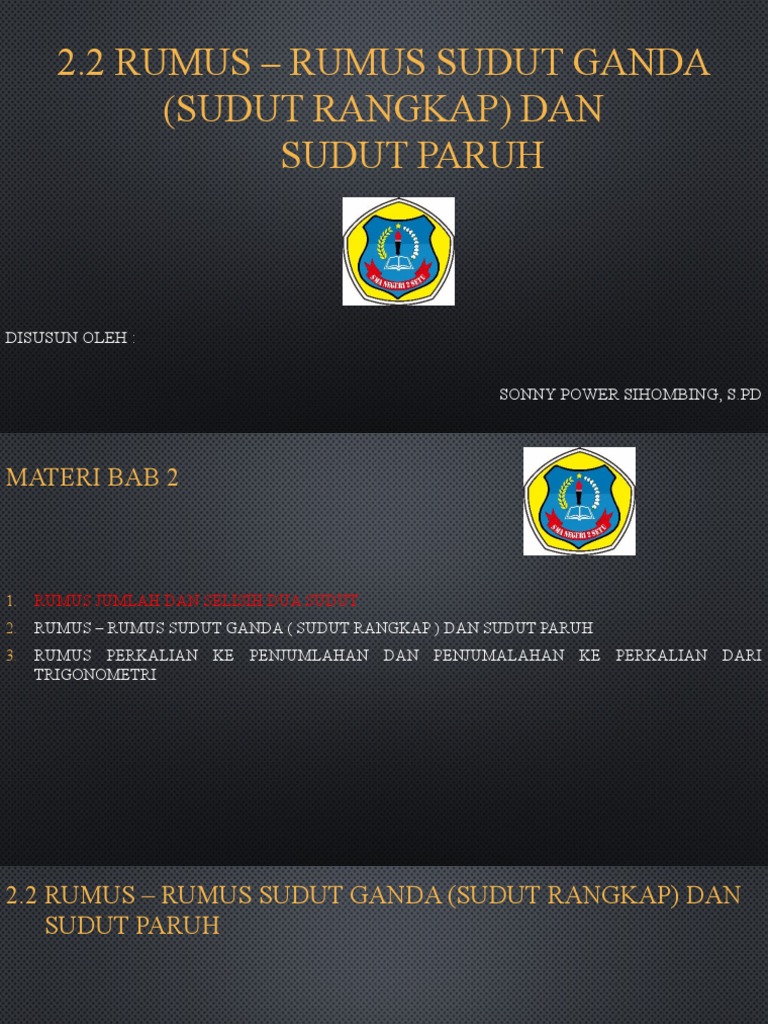 Rumus Sinus dan Cosinus Sudut Paruh | PDF | Metode & Bahan Ajar | Sains ...