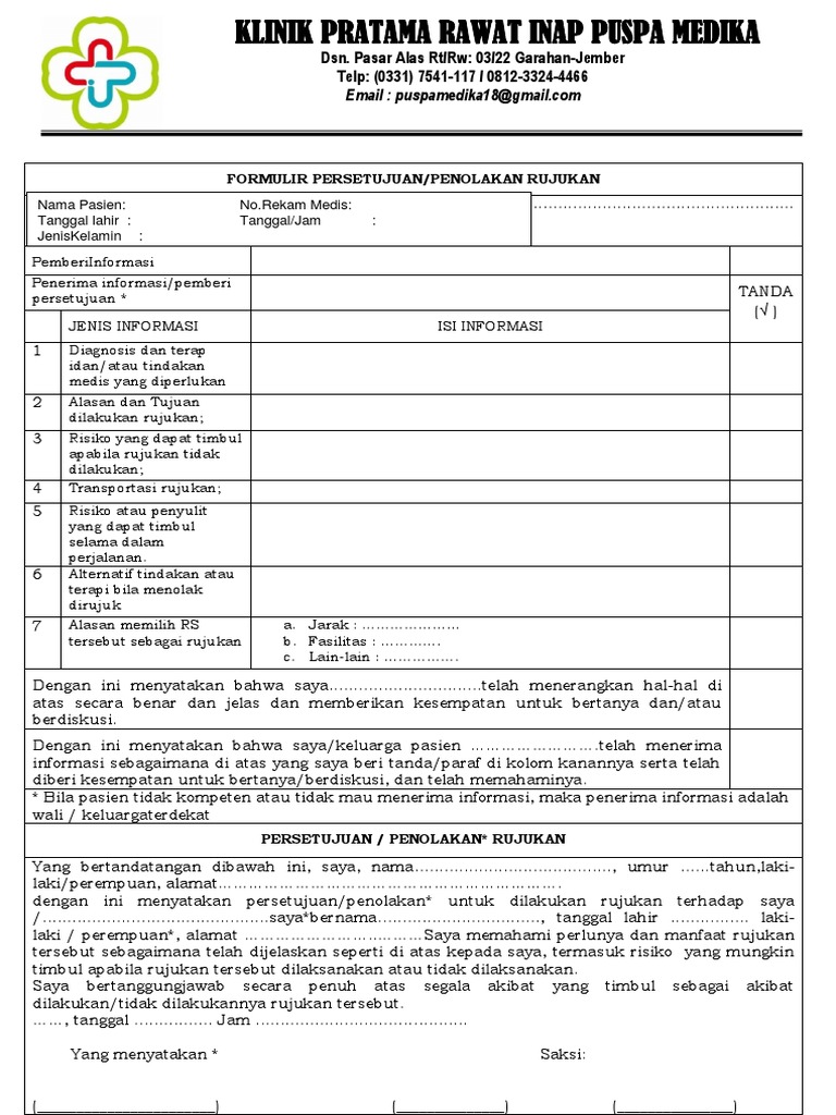Form Persetujuan Dan Penolakan Rujukan | PDF