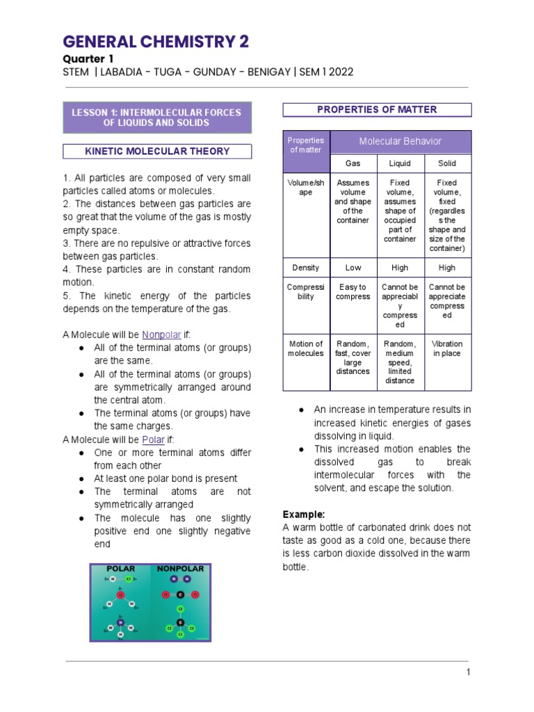 General Chemistry 2 - Q1 - Reviewer | PDF