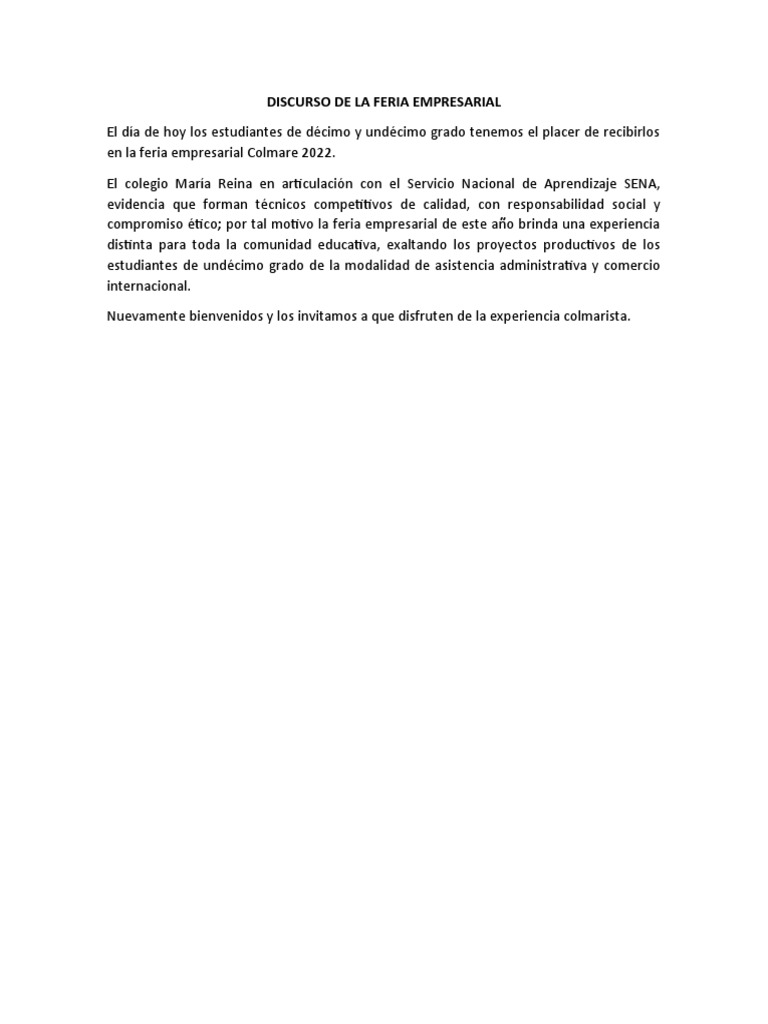 Feria Empresarial Colmare 2022: Proyectos Estudiantiles | PDF ...